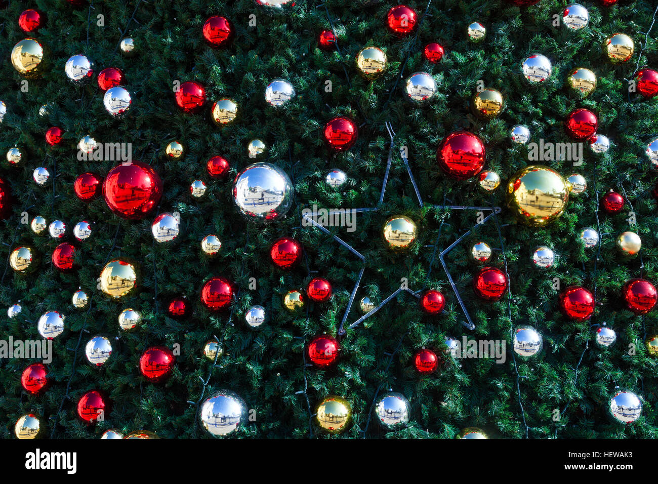 Large scale Decorated Christmas tree Stock Photo - Alamy