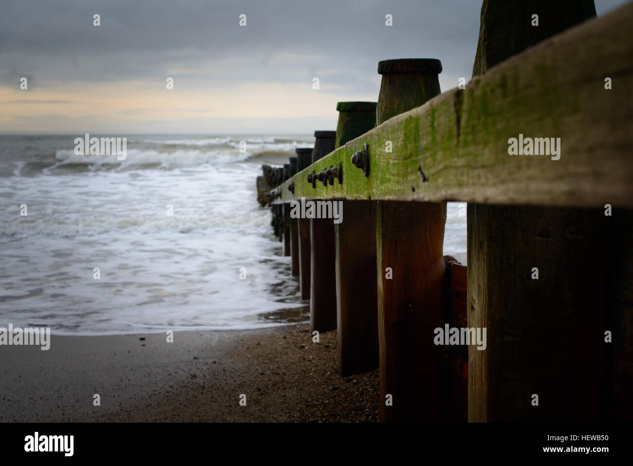 Timber groyne on sandy beach hi-res stock photography and images - Alamy
