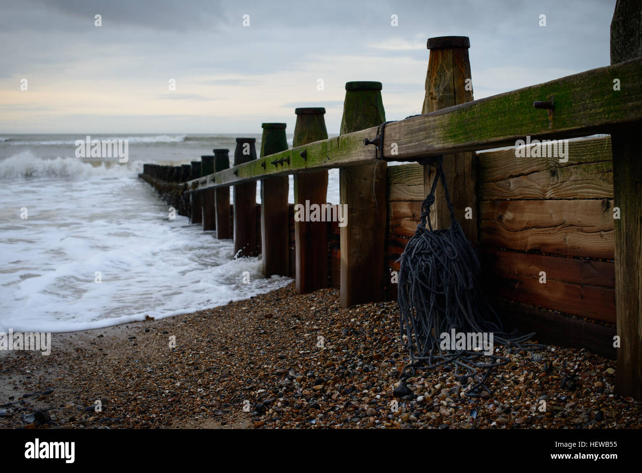 Timber groyne on sandy beach hi-res stock photography and images - Alamy