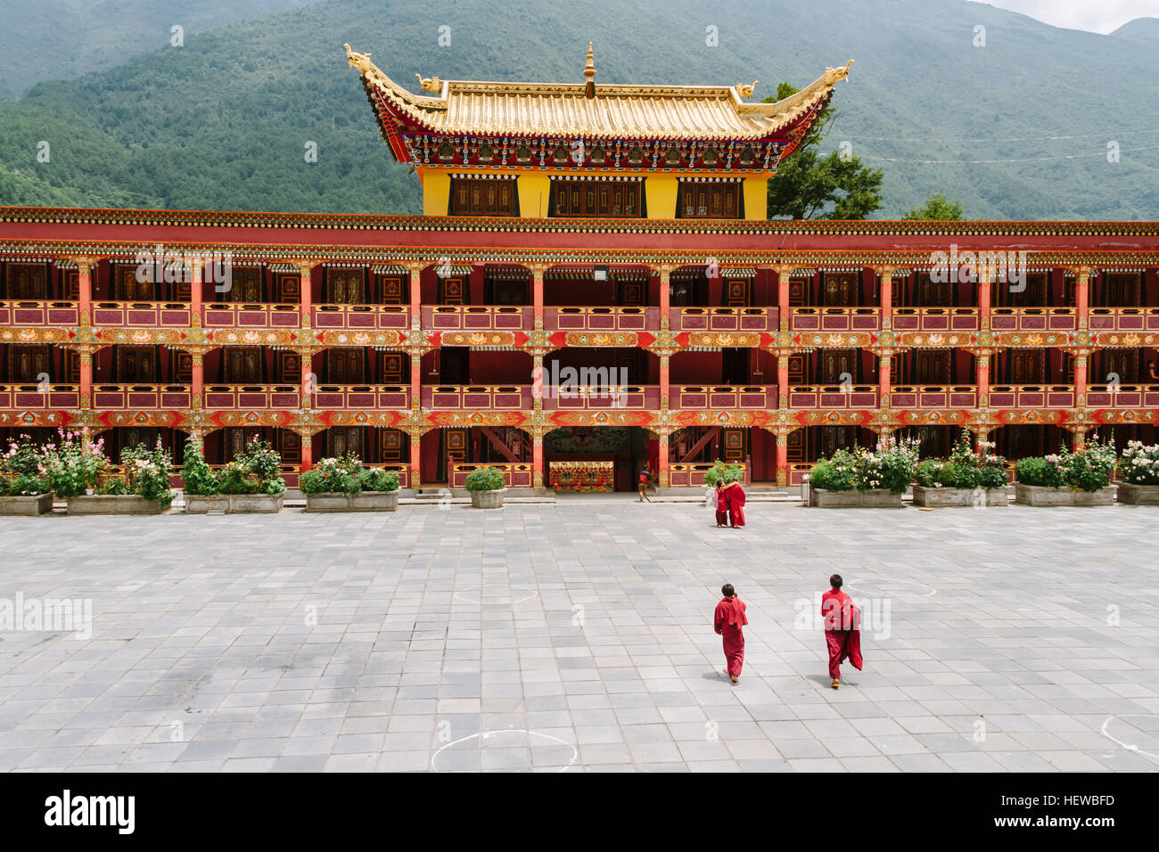 Kangding, Sichuan province, China - The view of Namo monastery, a ...