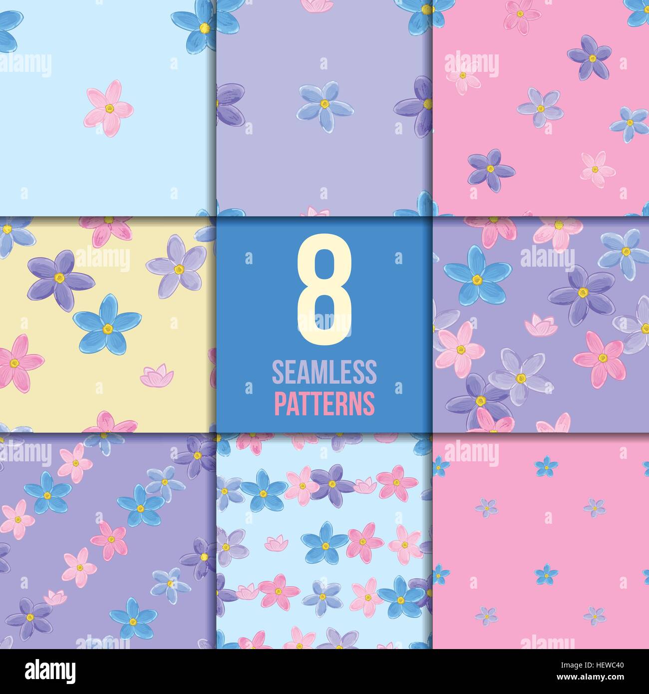 Seamless forget-me-not pattern set Stock Vector Image & Art - Alamy