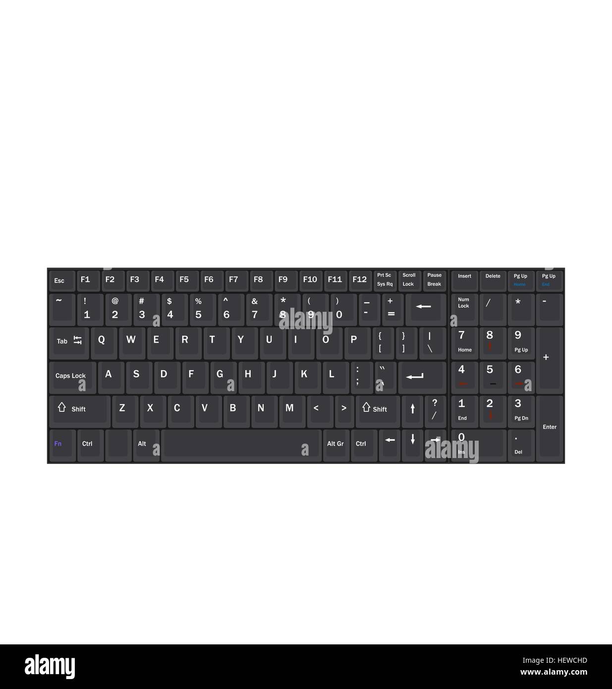 Illustration Computer Realistic Black Keyboard Isolated on White ...