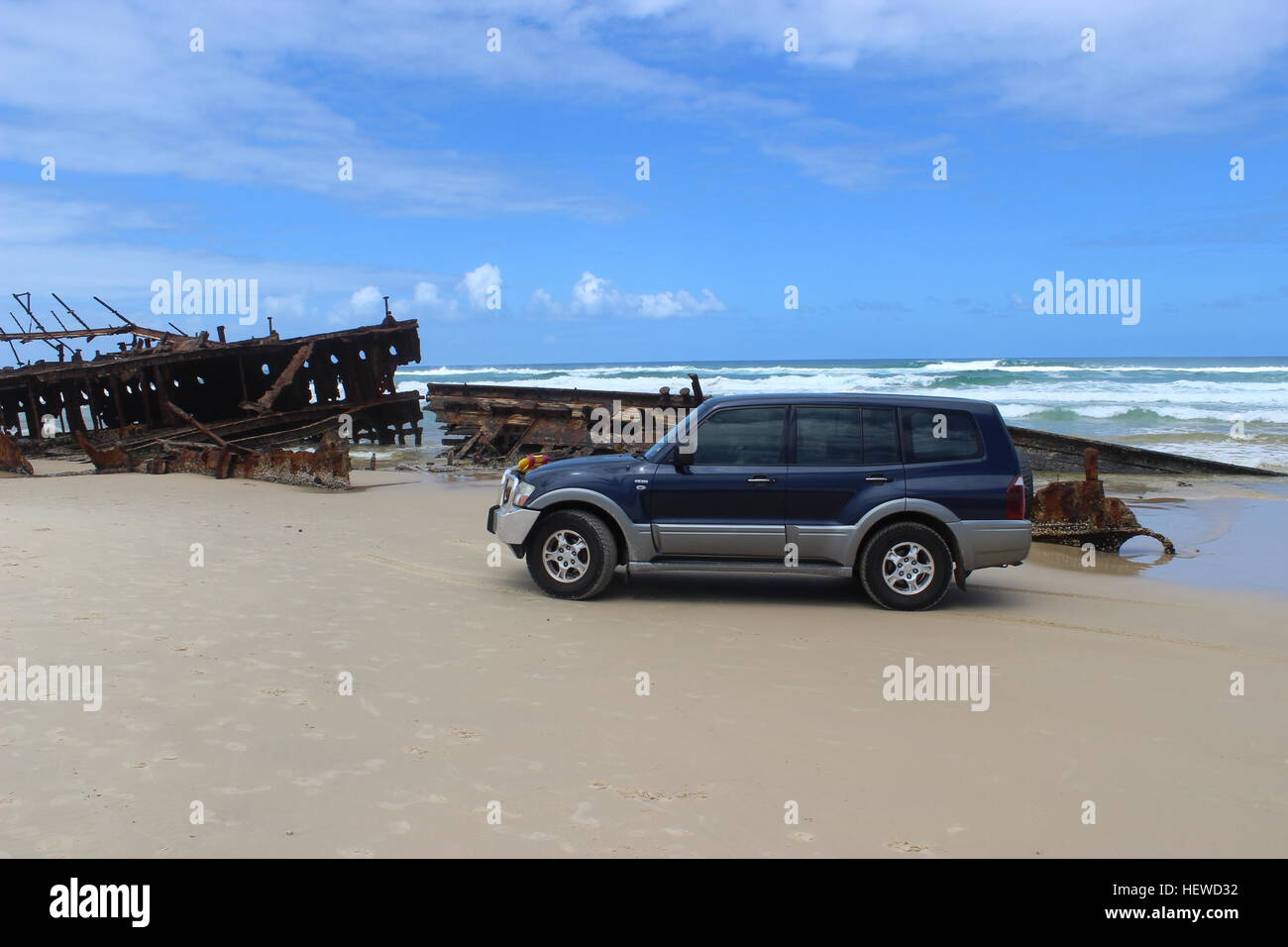 Pajero standing next to SS Maheno Stock Photo - Alamy