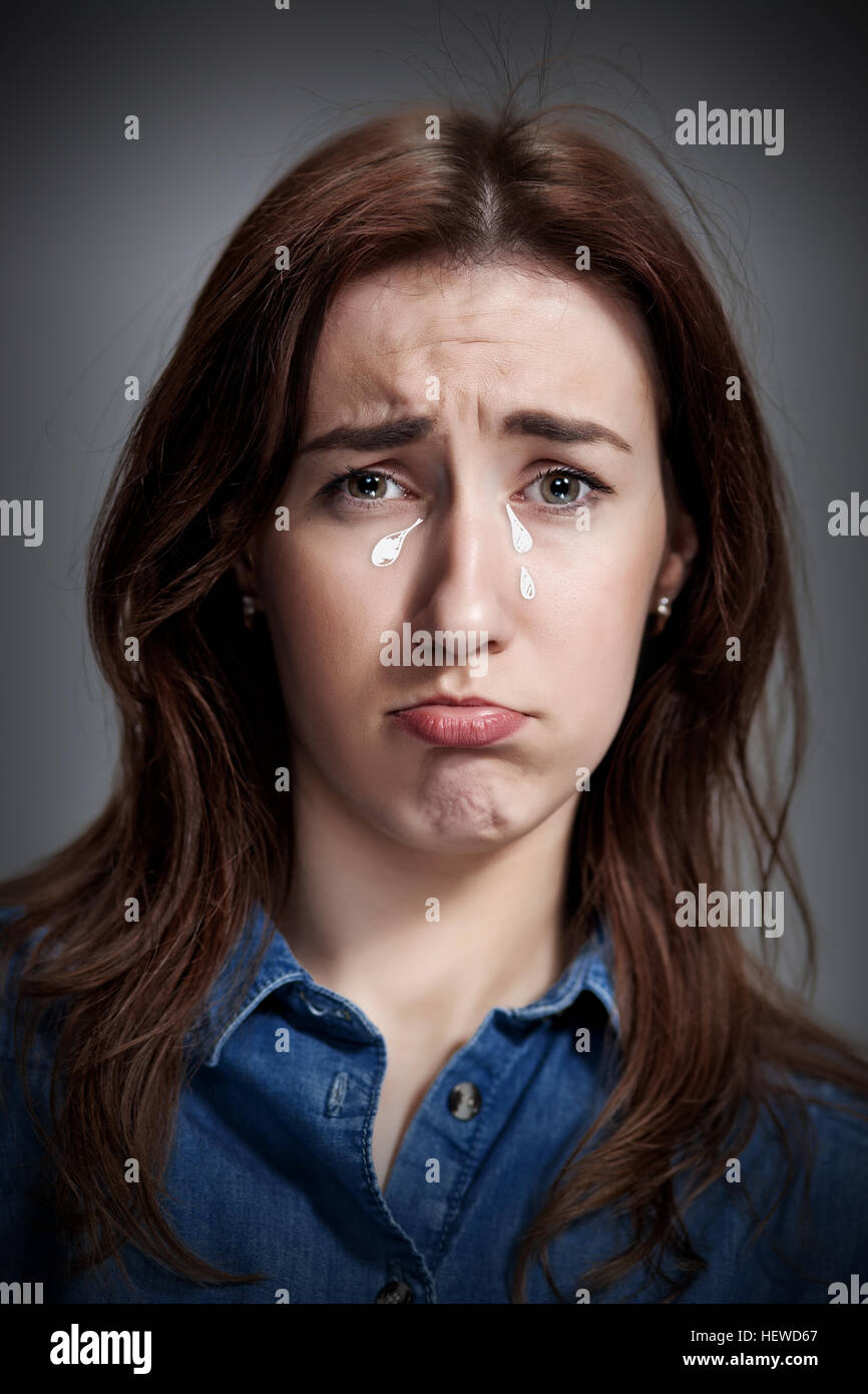 The portrait of a beautiful sad girl closeup Stock Photo - Alamy