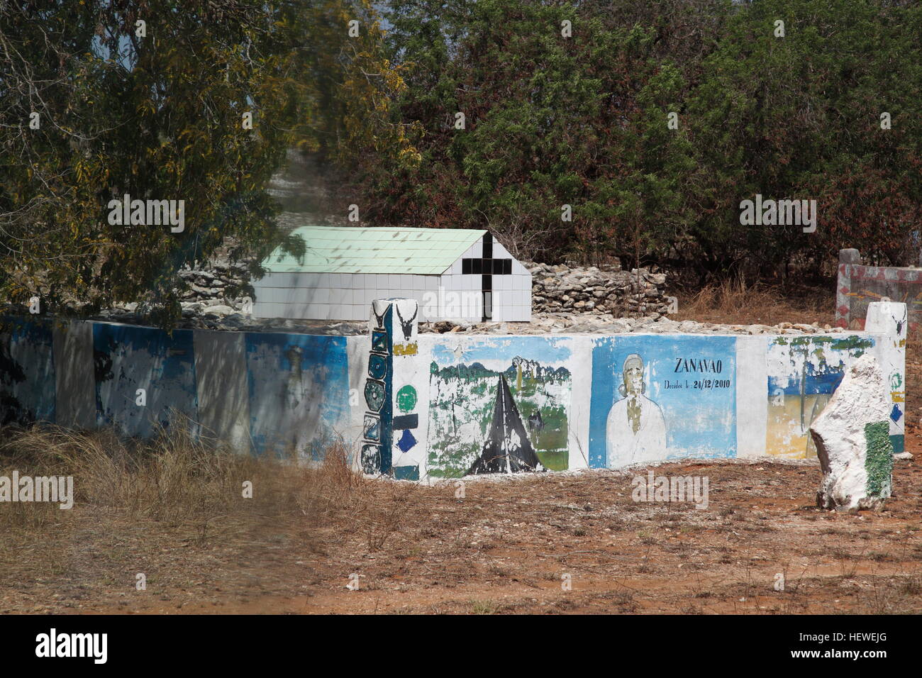 Painted Antandroy tombs east of Sakaraha in Western Madagascar Stock ...