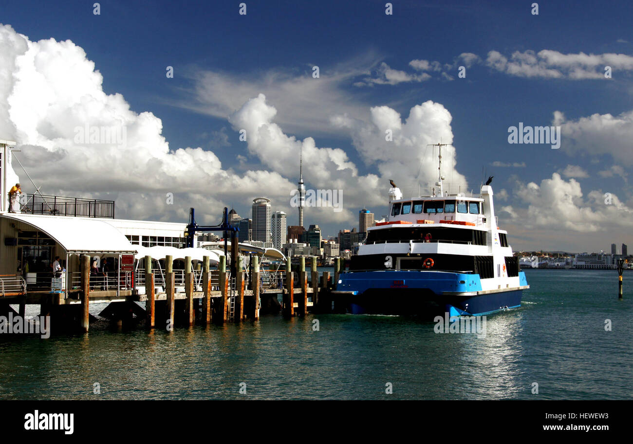 A scenic view of Auckland Harbour and its surrounding areas, including ...