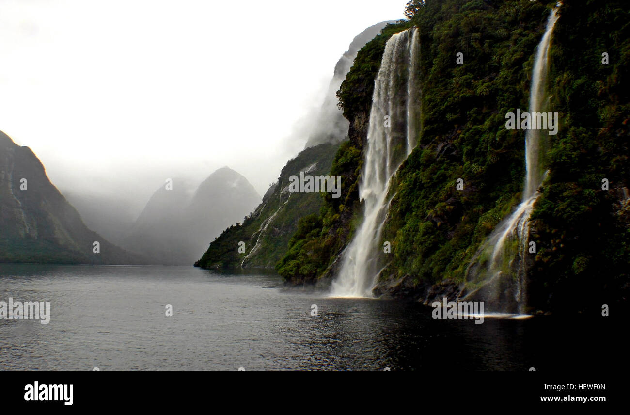 Doubtful Sound, a large and remote fjord in Fiordland, New Zealand ...