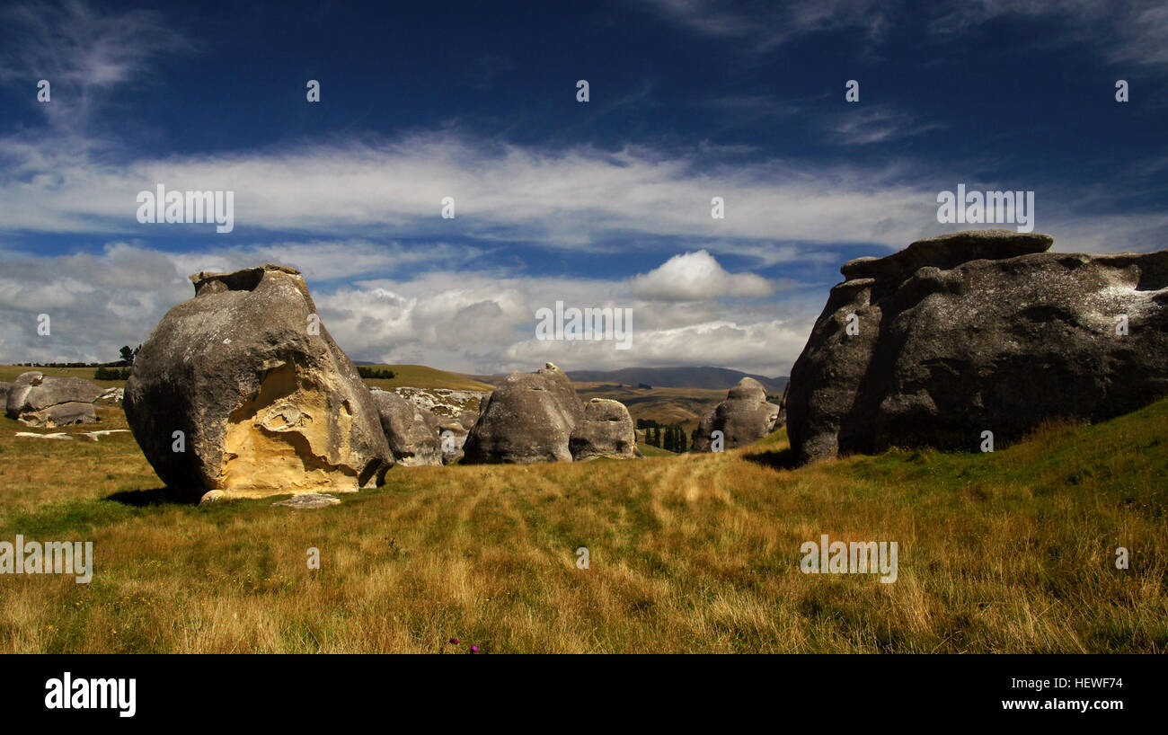 The Elephant Rocks in North Otago, New Zealand, are large limestone ...