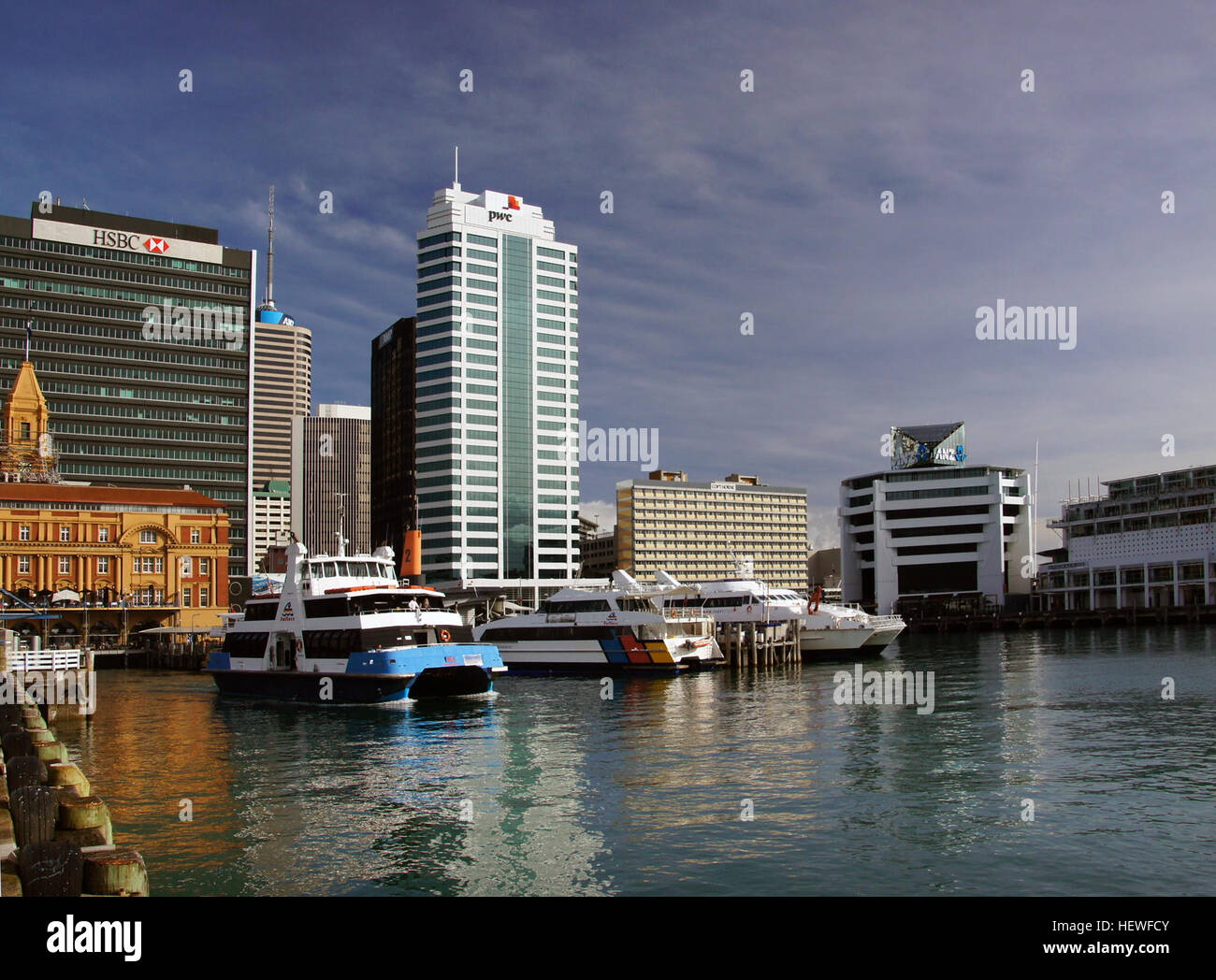 A photograph capturing the iconic Ferry Building in Auckland, New ...