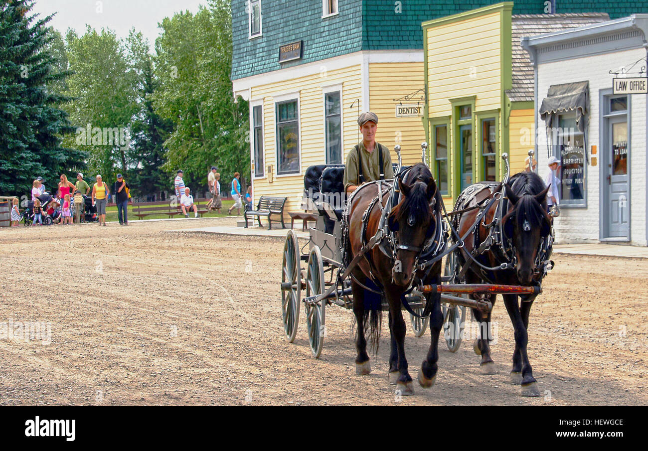 Heritage Park in Calgary features a historic horse-drawn carriage ride ...