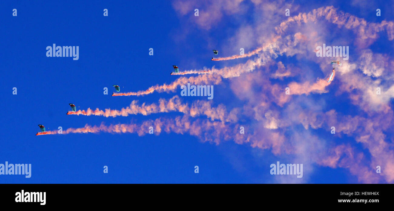 The Kiwi Blue Parachute Display Team performs precision jumps ...