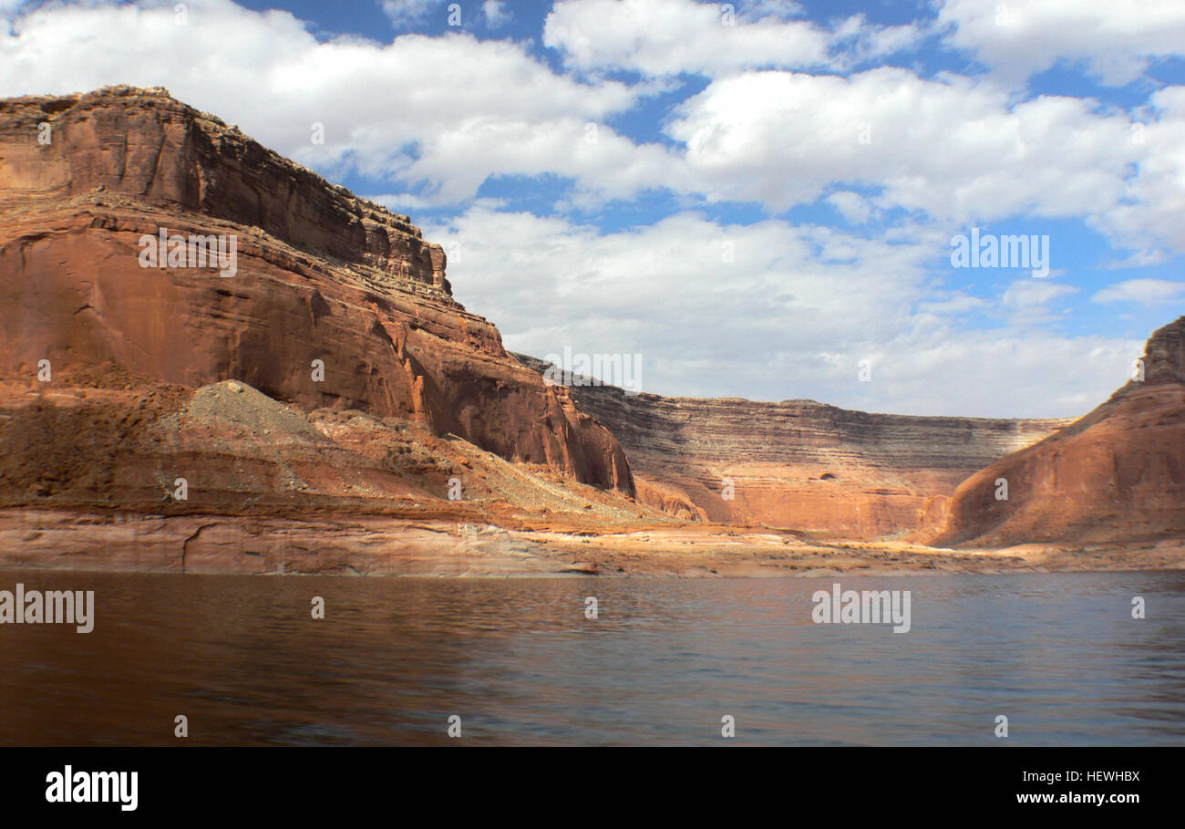 A photograph of the Rainbow Bridge National Monument at Lake Powell in ...