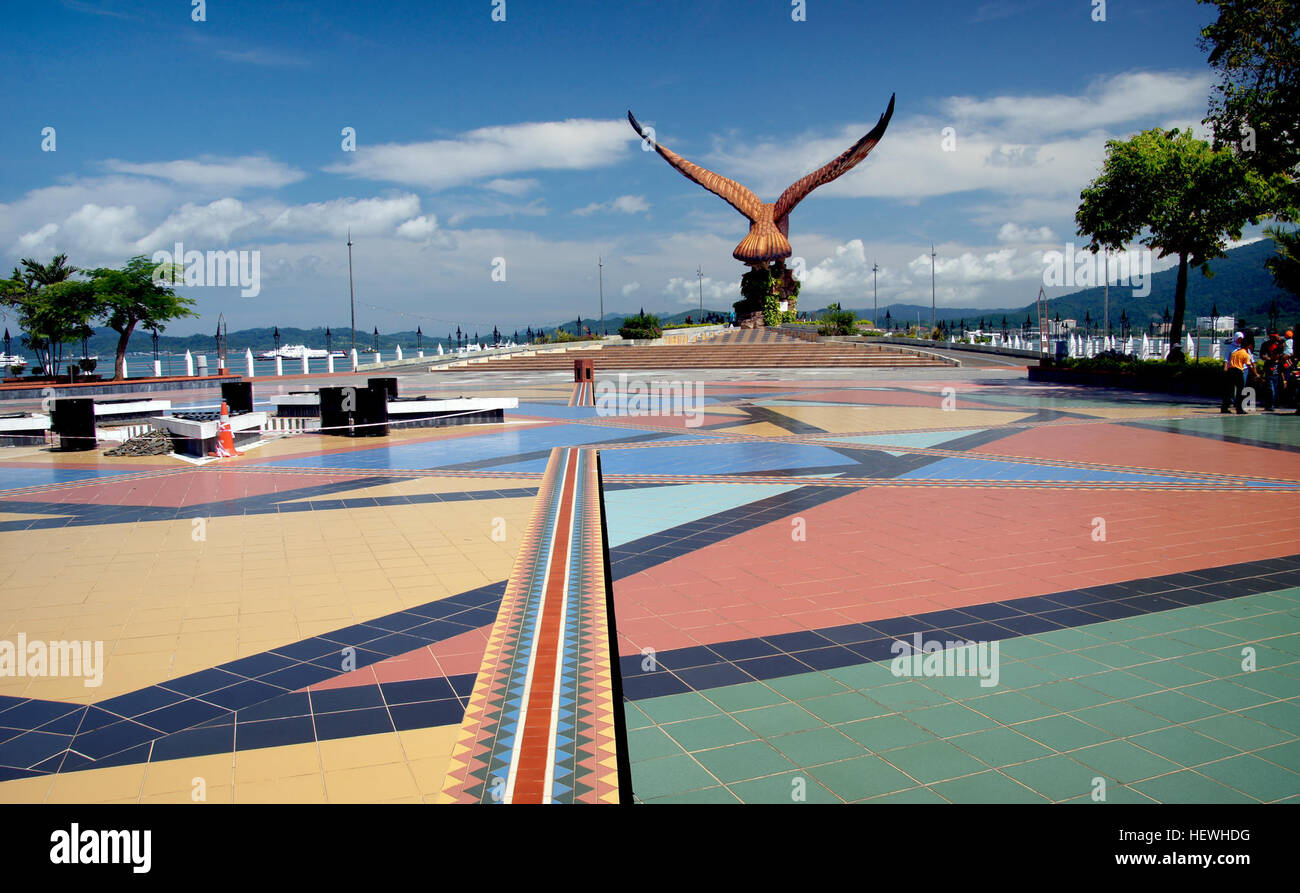 Eagle Square in Kuah Town, Langkawi, features a 12-meter statue of a ...