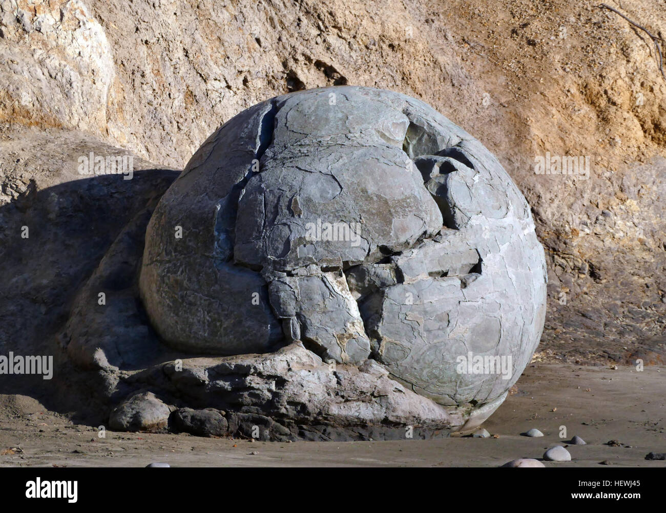 The Moeraki Boulders, large spherical concretions, are located along ...