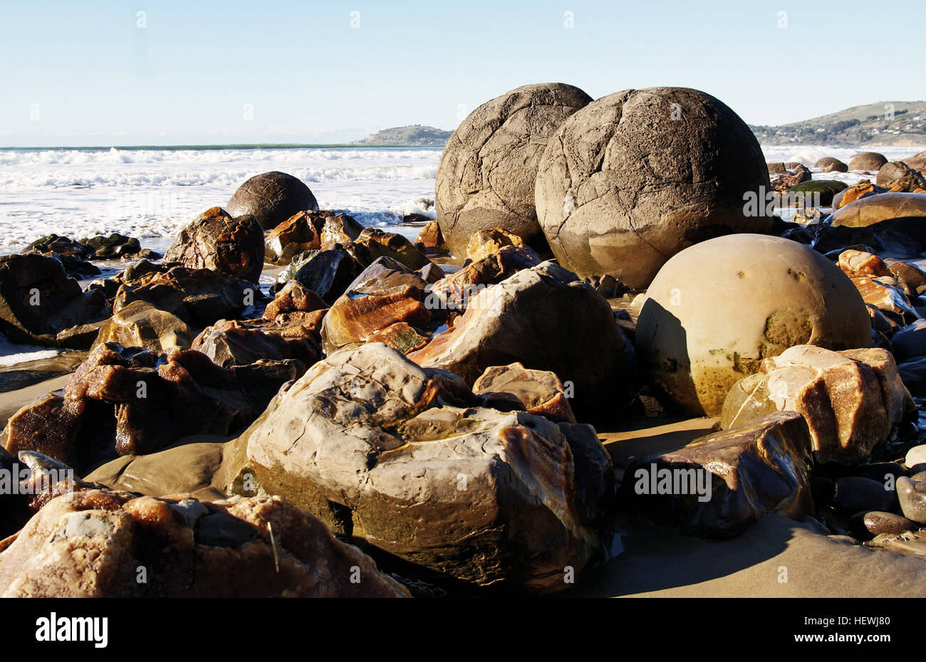The Moeraki Boulders are large, spherical septarian concretions found ...