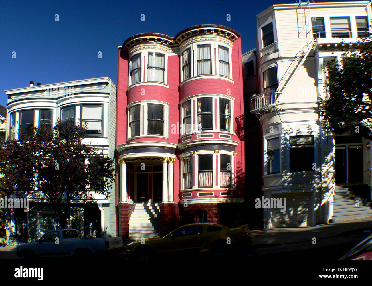 This photograph highlights the iconic Painted Ladies, a row of ...