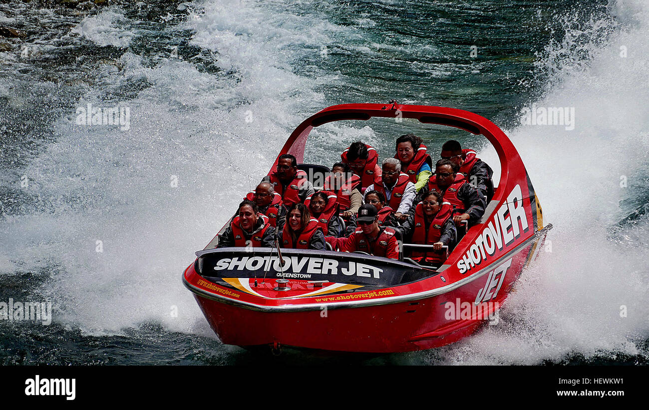 The Shotover Jet Boat ride in Queenstown, New Zealand, is renowned for ...