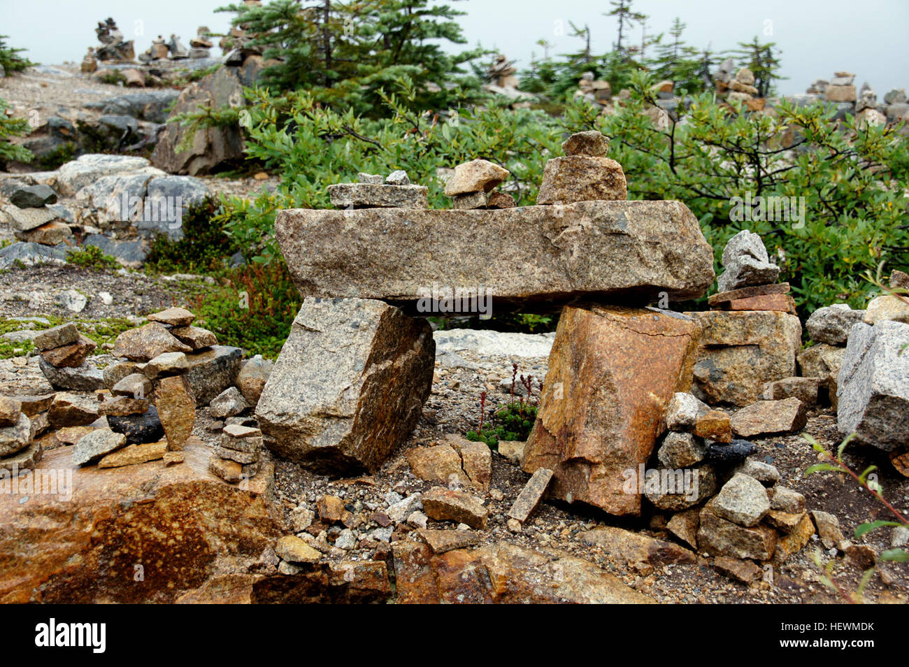This photograph captures traditional Indian masks and totem poles from ...