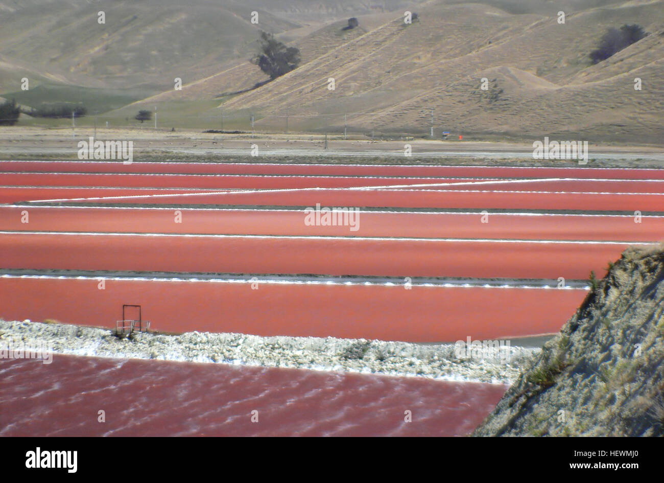 At Lake Grassmere in New Zealand, salt is produced through evaporation ...