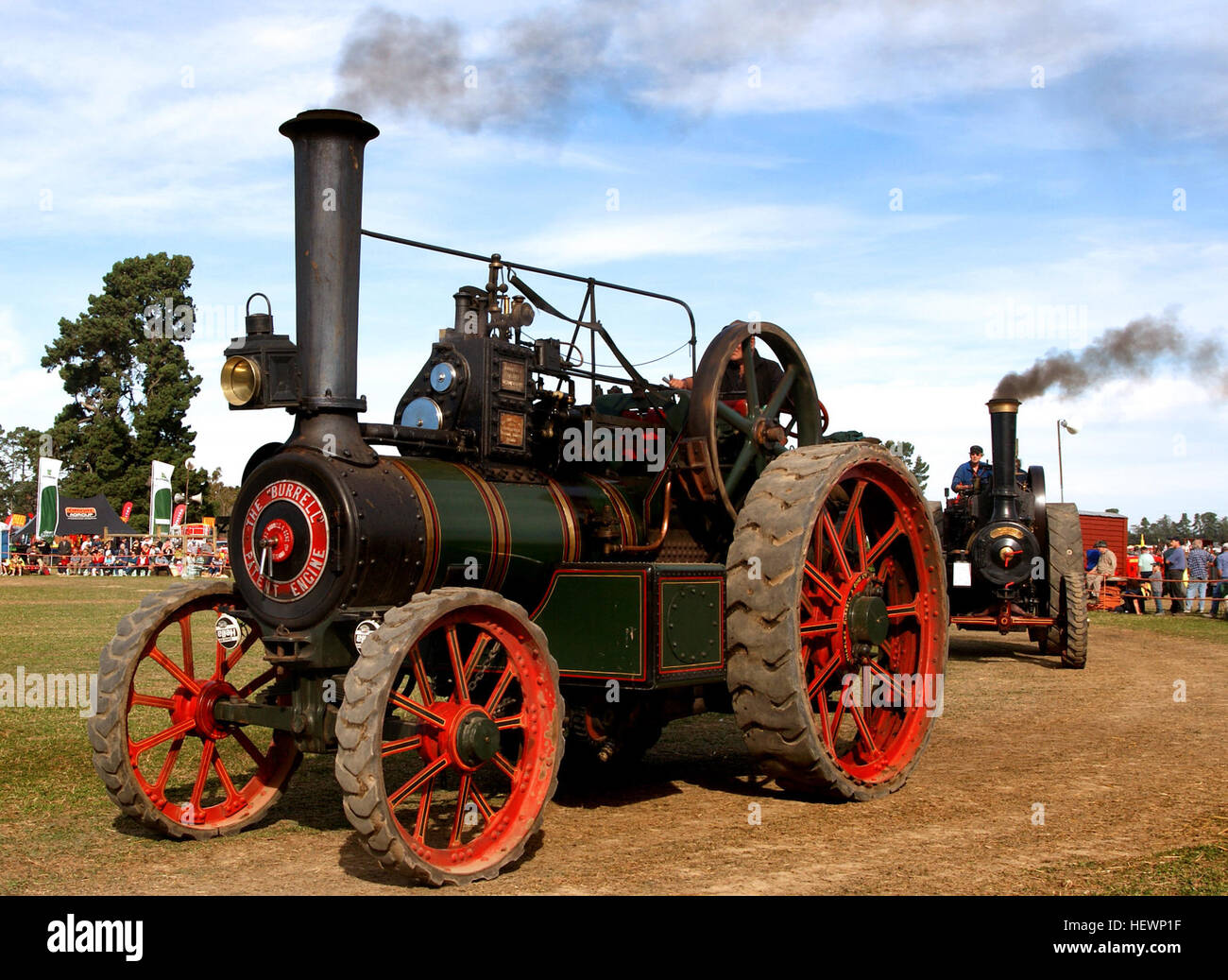 A photograph of a Burrell traction engine, a type of steam-powered ...