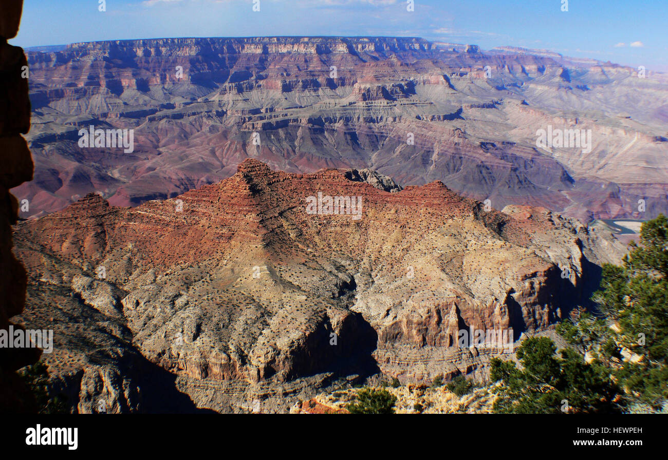 This photograph captures a stunning view of the Grand Canyon ...