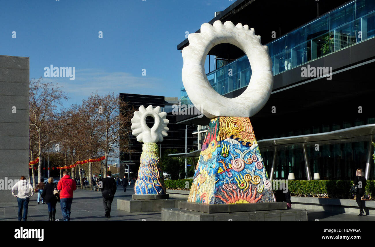 'The Guardians' sculptures on Southbank Promenade in Melbourne, created ...