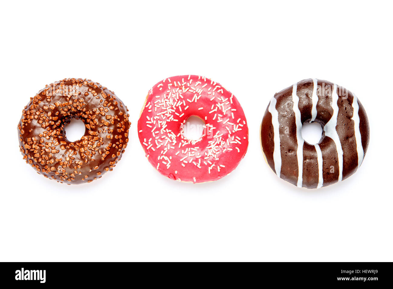 three Donuts isolated on white Stock Photo - Alamy