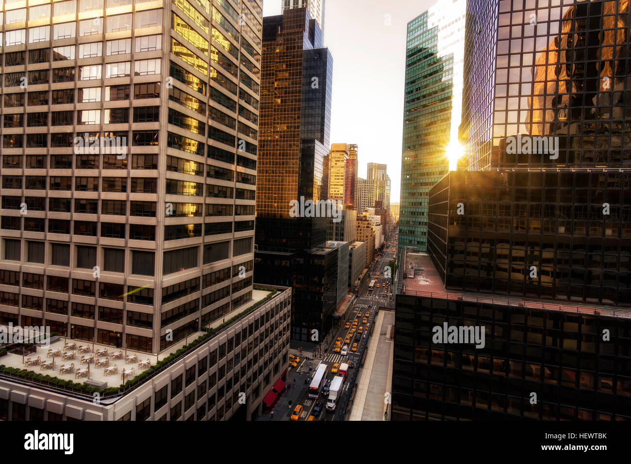 Elevated view of glass fronted skyscrapers, New York, USA Stock Photo ...