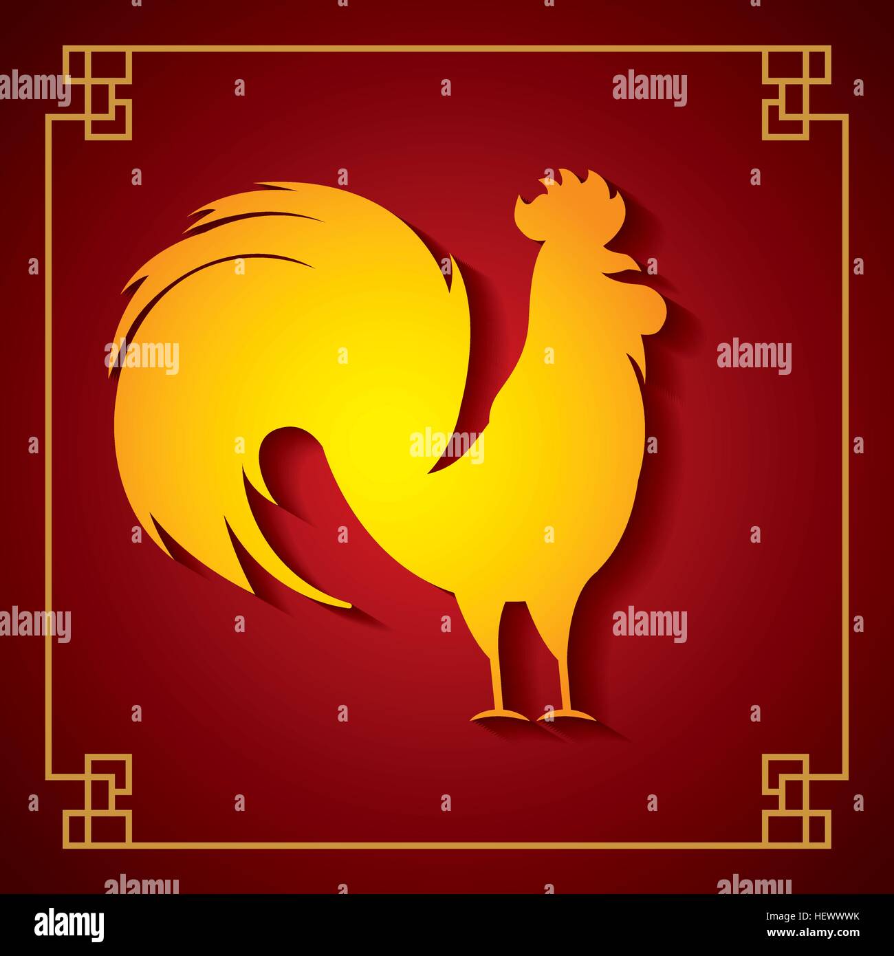 rooster icon over red background. chinese new year concept. colorful ...