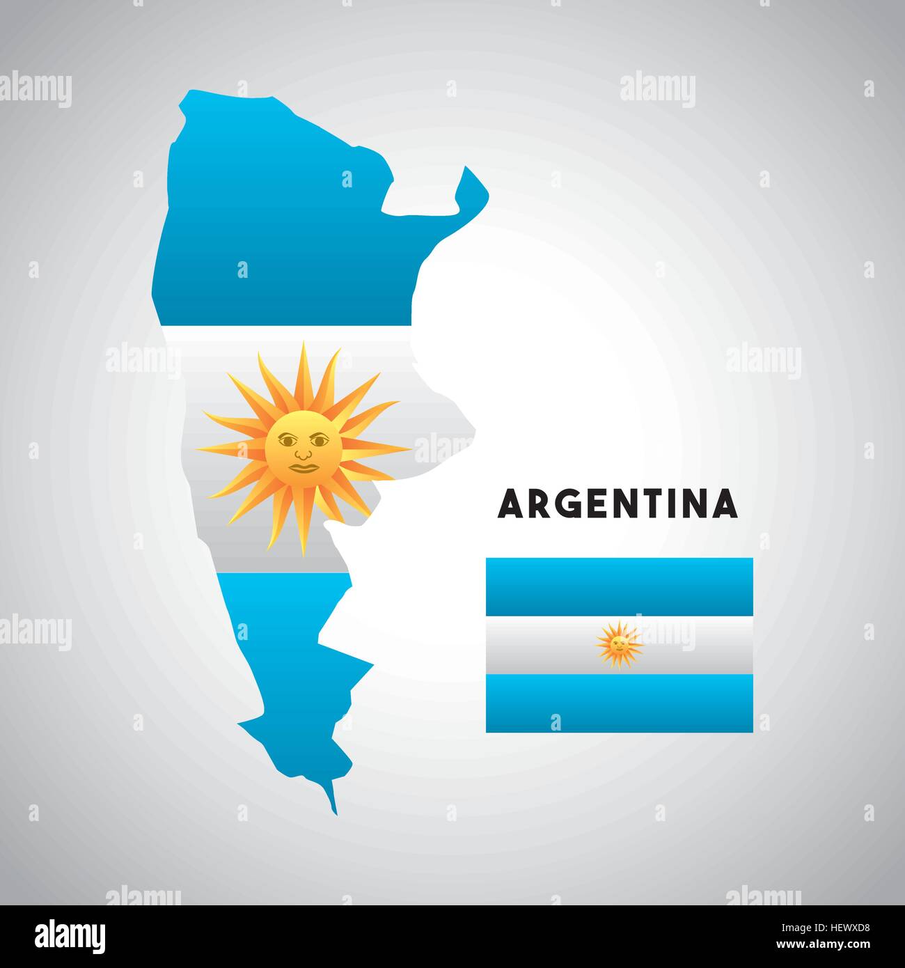argentina country map with colors of the flag. colorful design. vector ...