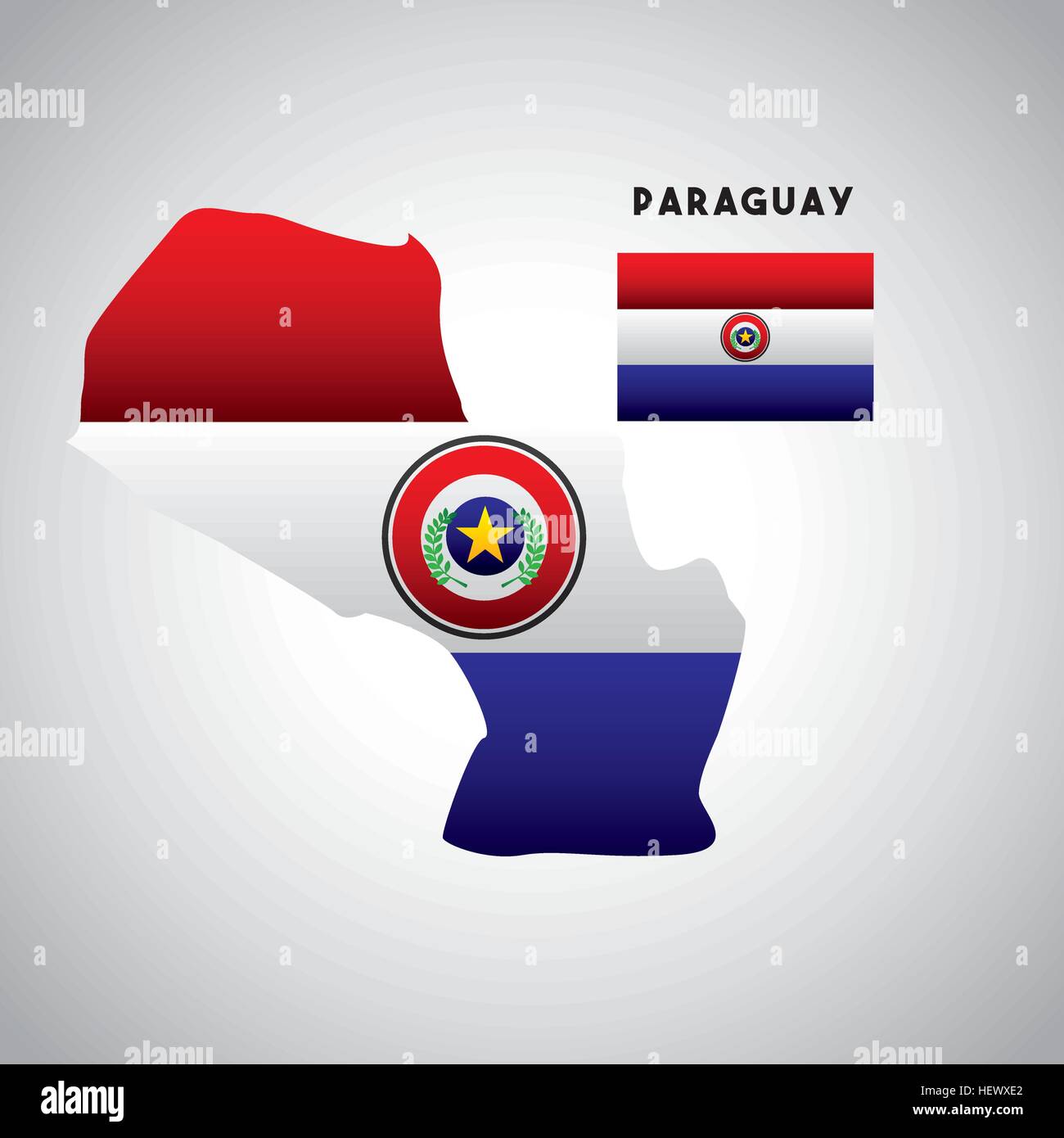 paraguay country map with colors of the flag. colorful design. vector ...