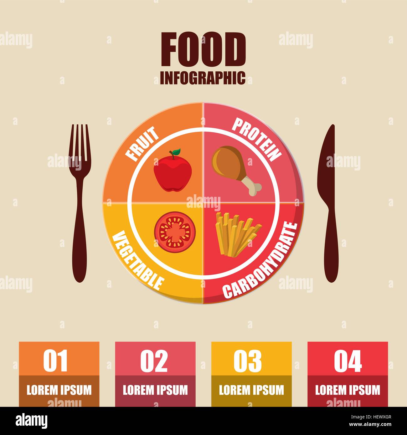 infographic presentation of food with cutlery icon. colorful design ...