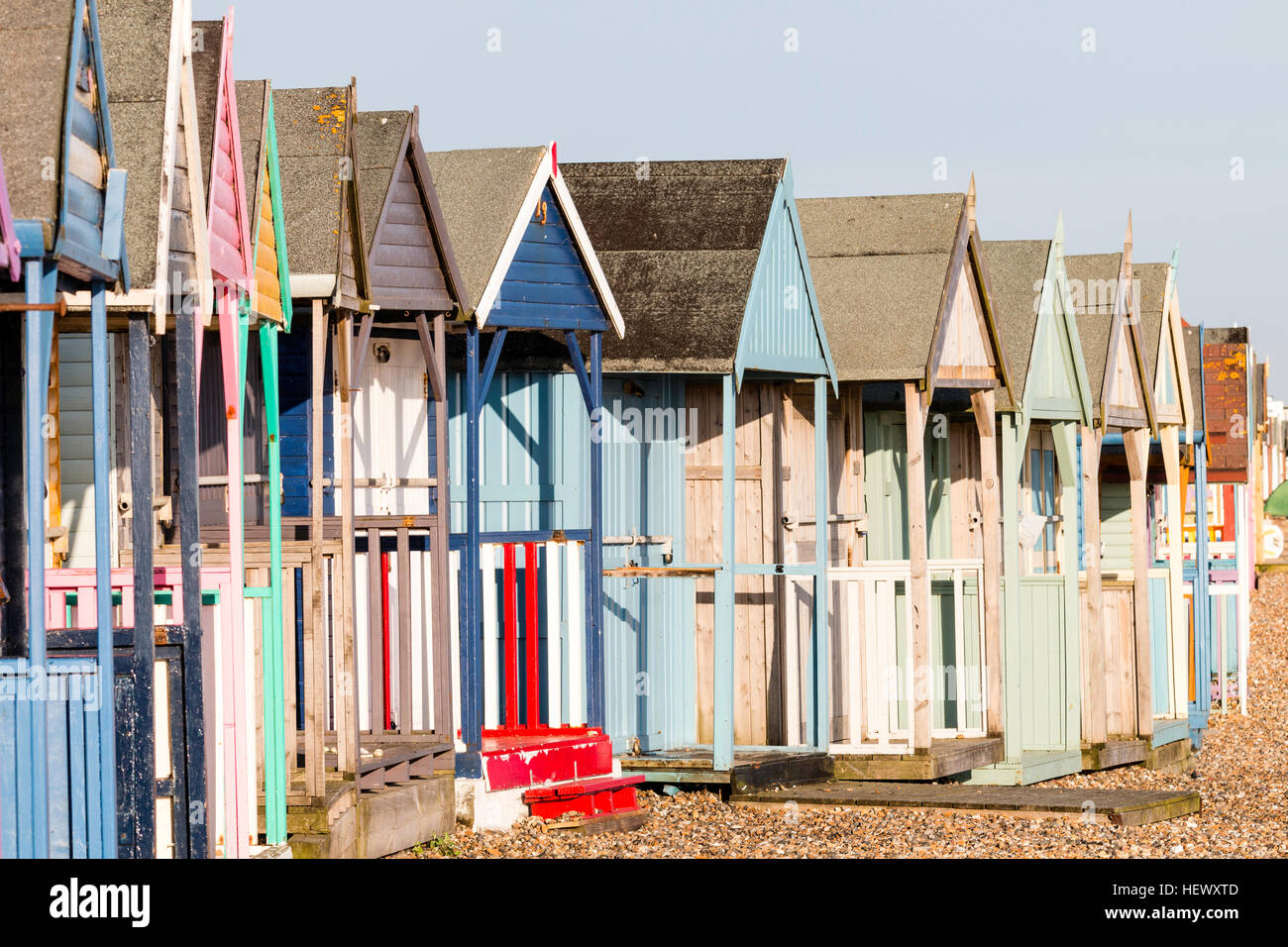 English traditional beach huts hi-res stock photography and images - Alamy