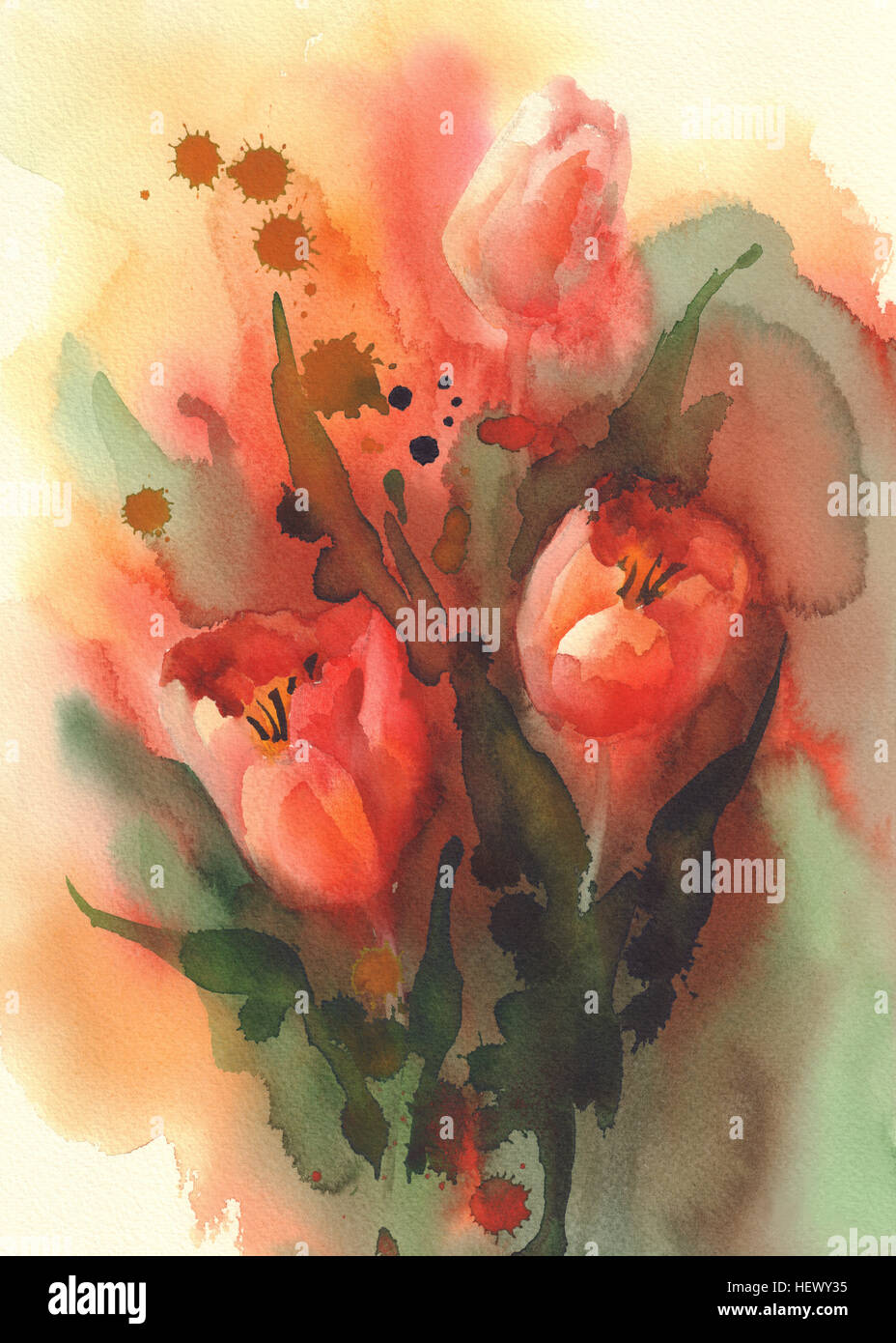 Watercolor splash flower hi-res stock photography and images - Alamy