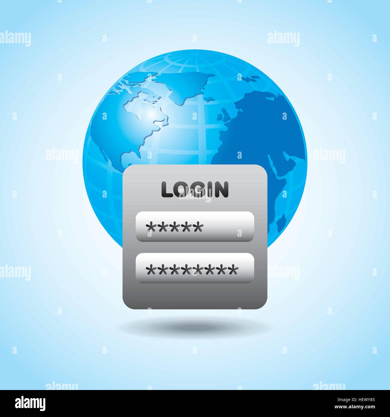earth planet and login and password icon over white background ...