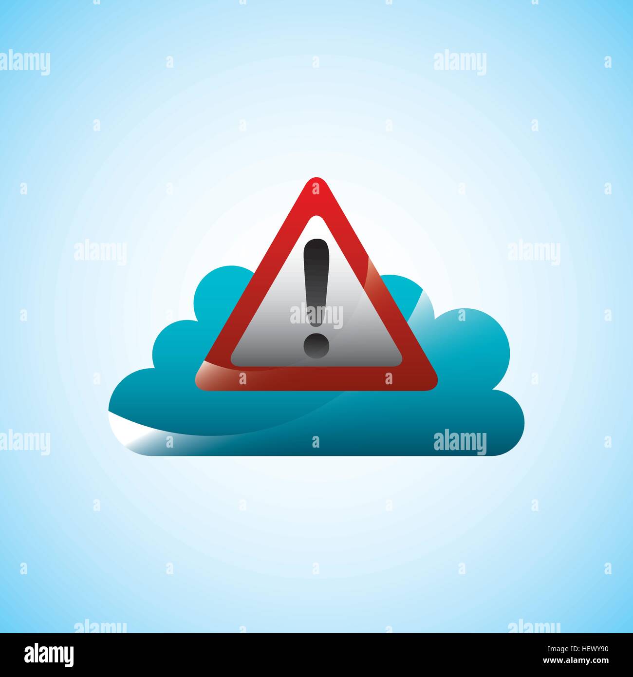 cloud storage with alert sign icon over white background. colorful ...