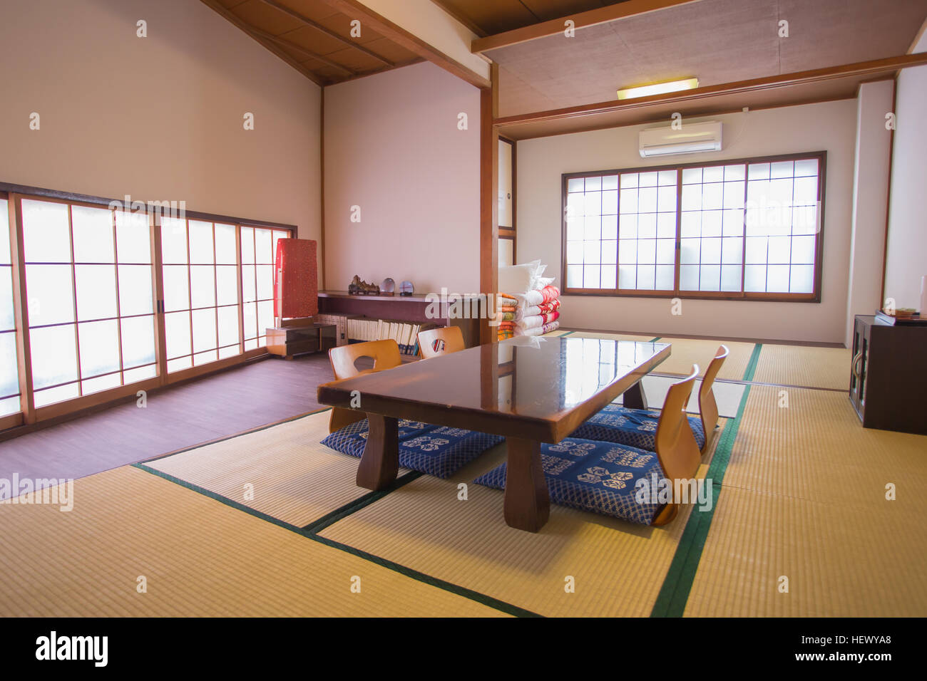 Traditional Japanese room with tatami mat floors and shoji sliding ...
