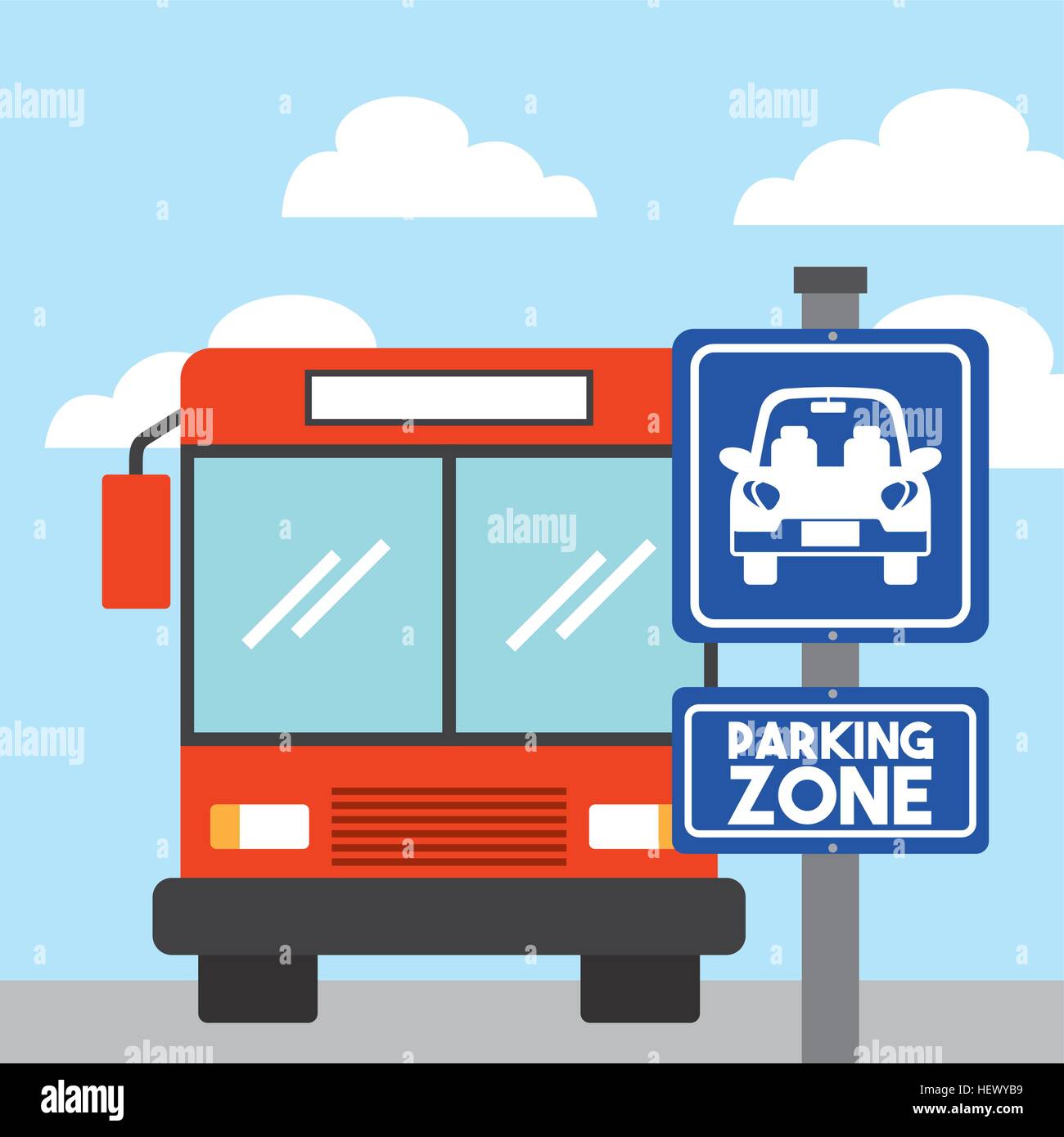bus vehicle icon on parking zone. colorful design. vector illustration ...