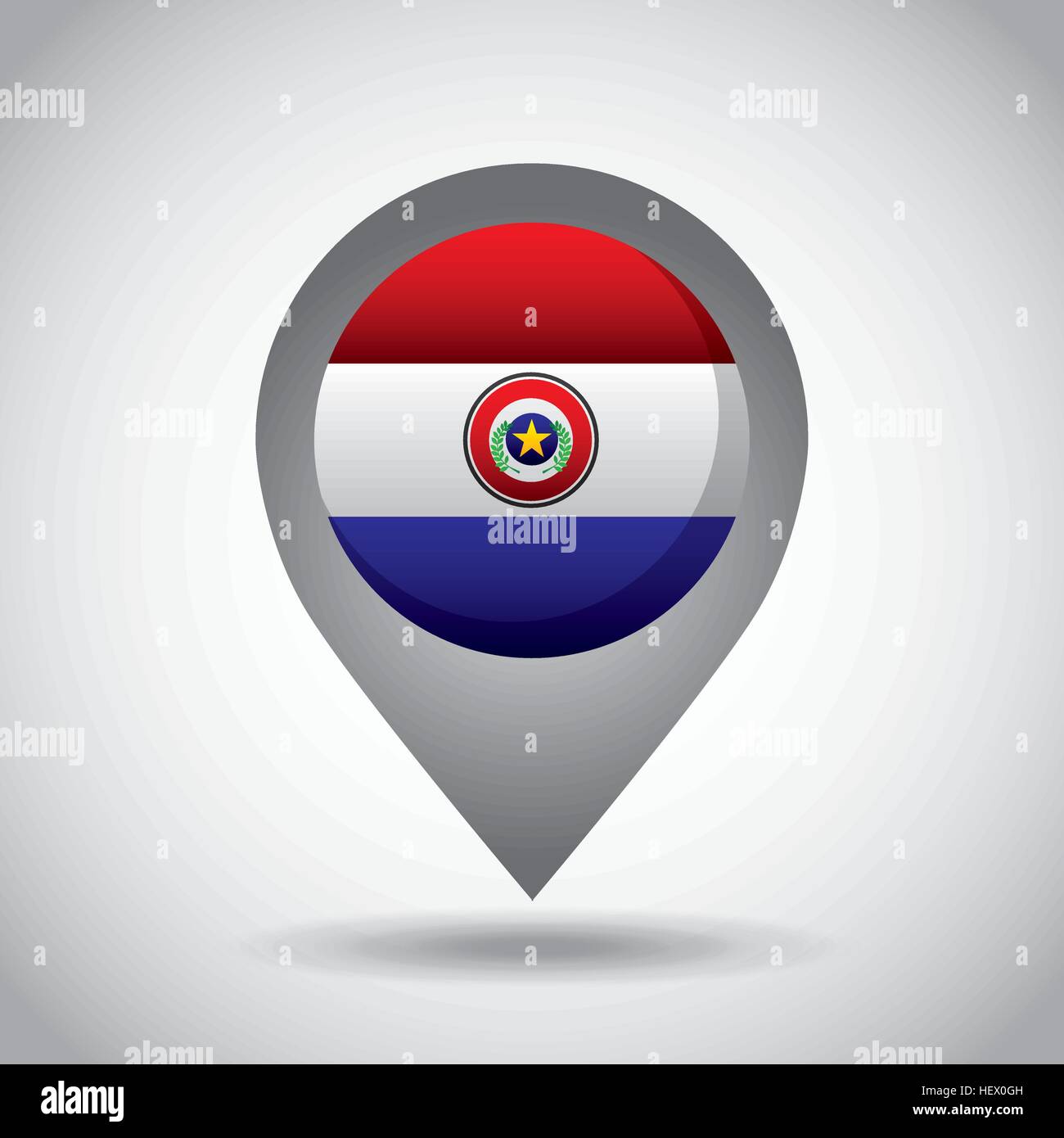 paraguay country flag pin icon over white background. colorful design ...