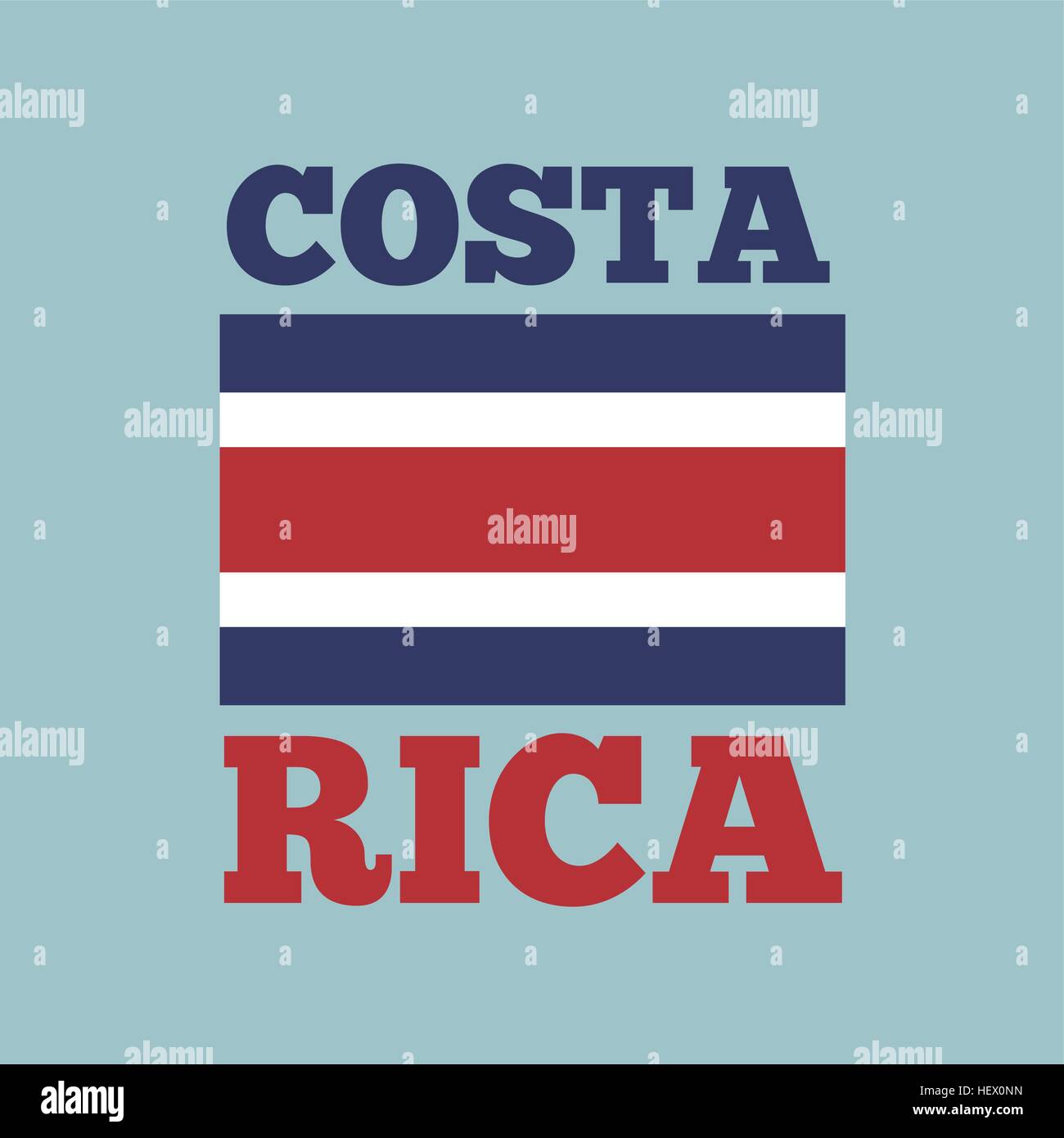 costa rica country flag icon over blue background. colorful design ...