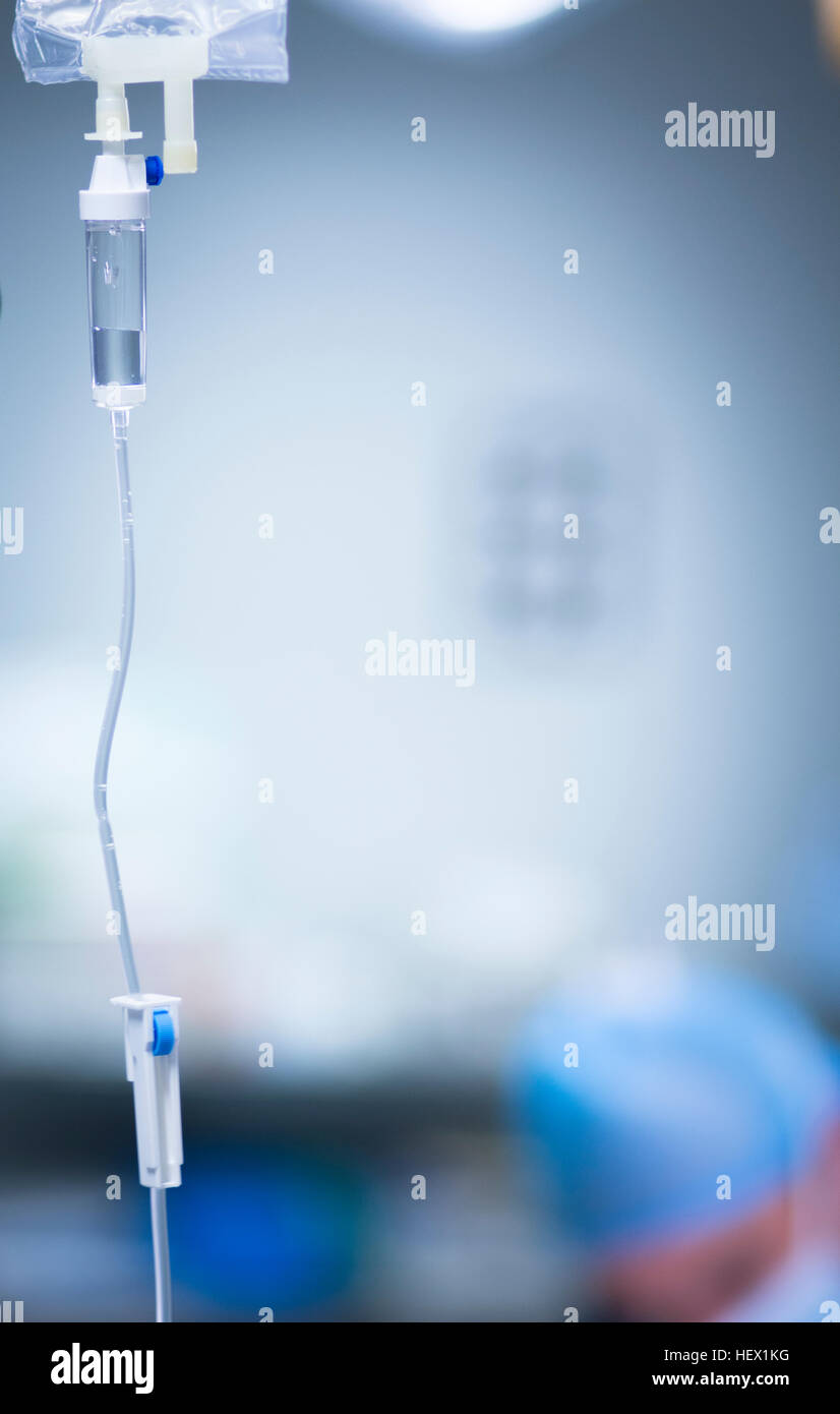 Medical intravenous IV drip in hospital used to replace liquids in ...