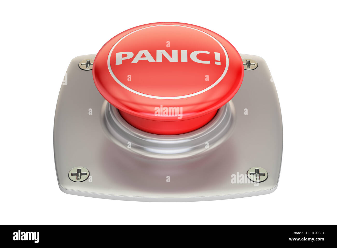 Panic red button, 3D rendering isolated on white background Stock Photo ...