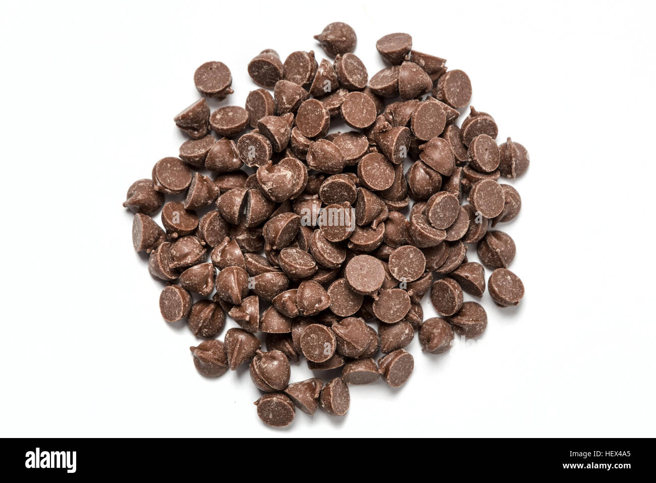 Semi sweet chocolate baking chips isolated on white background Stock ...