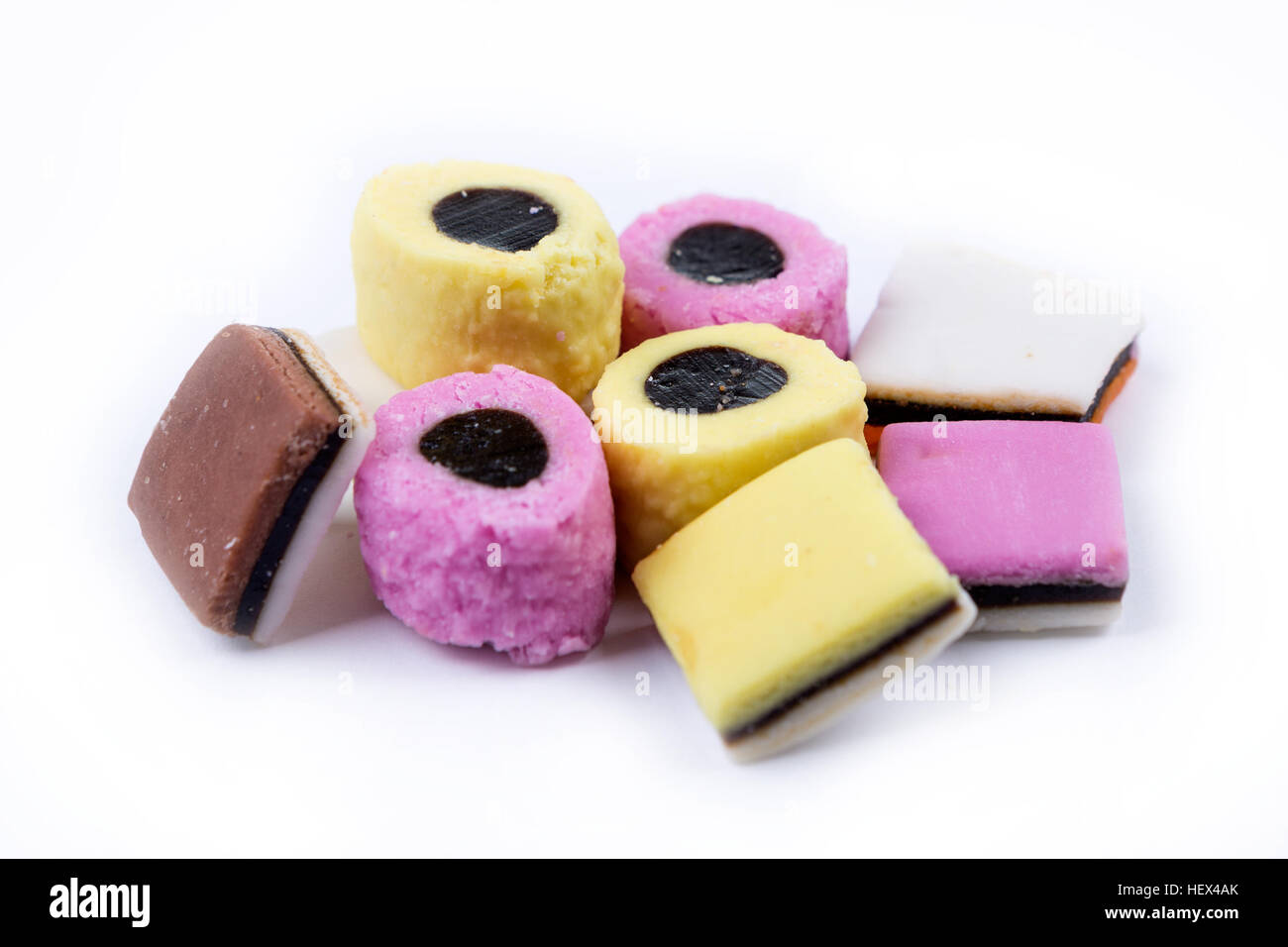 Assorted flavored licorice candy isolated on white background Stock ...
