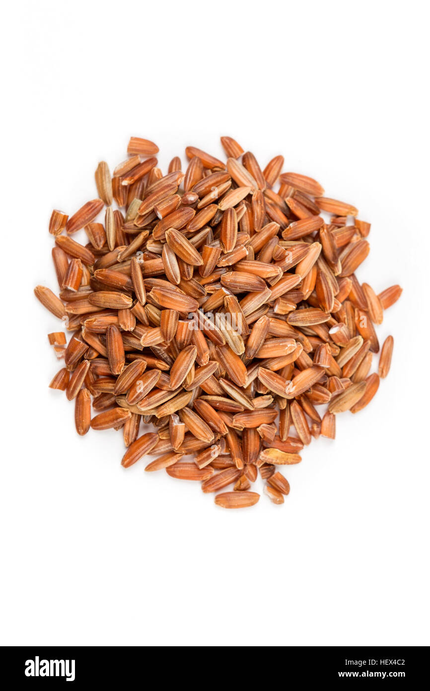 Wehani red rice isolated on white background Stock Photo - Alamy
