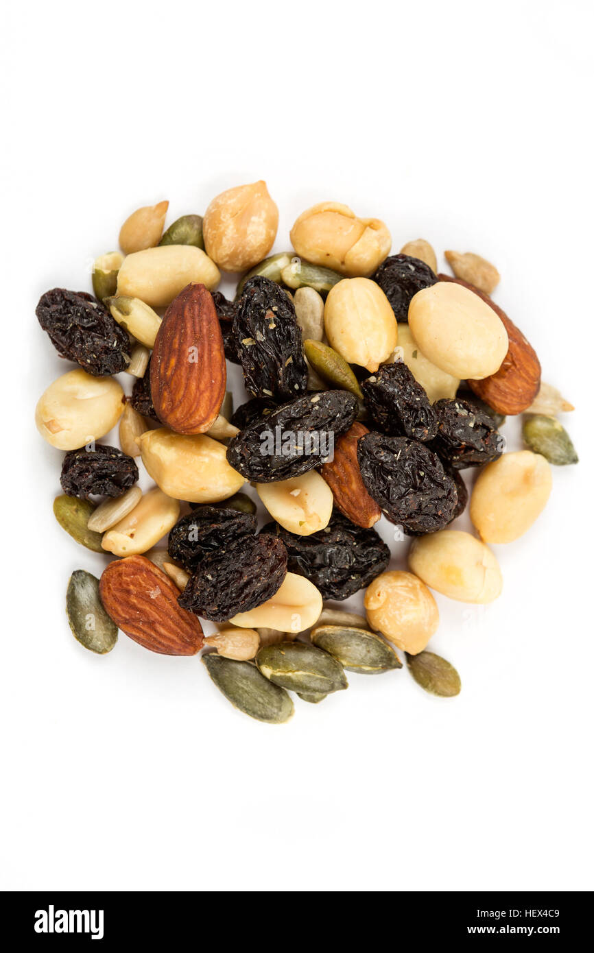Trail mix isolated on white background Stock Photo - Alamy