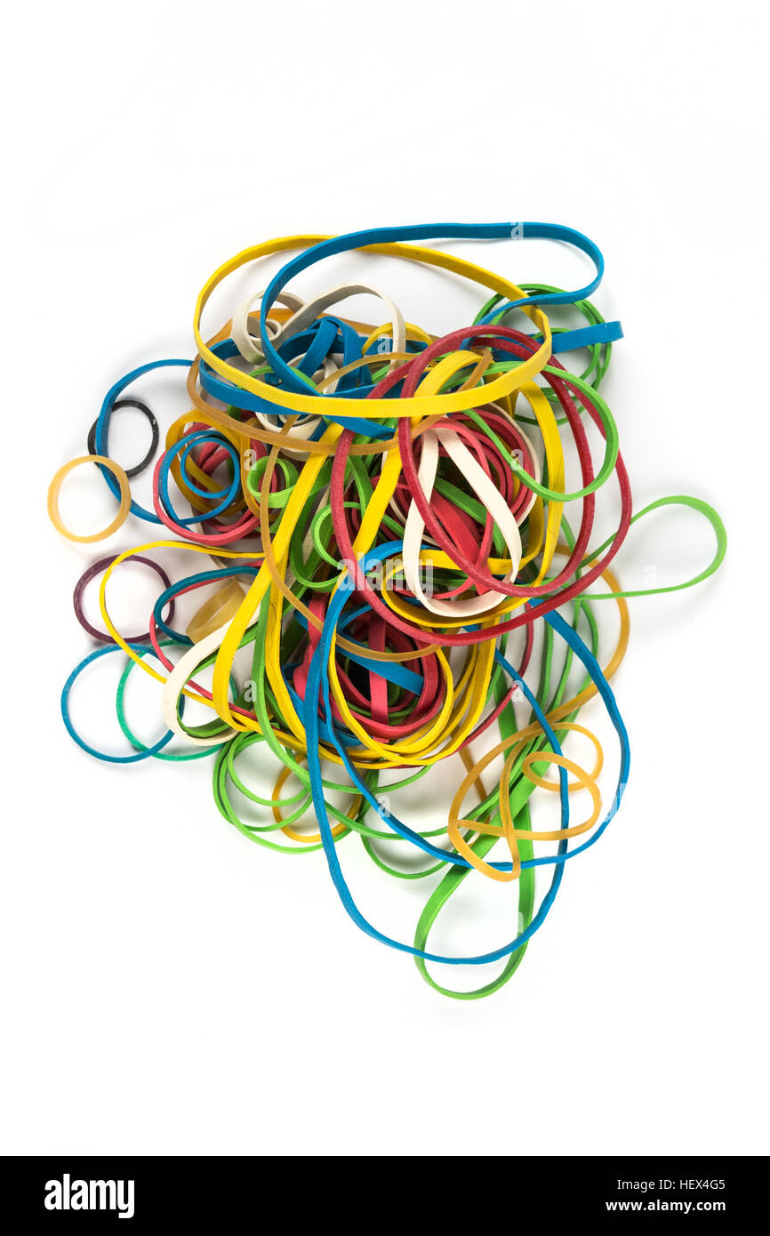 Rubber bands isolated on white background Stock Photo - Alamy