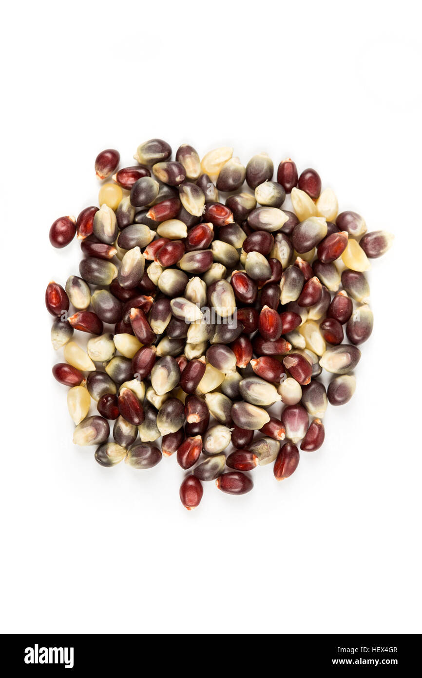 Tricolor popcorn mix isolated on white background Stock Photo - Alamy
