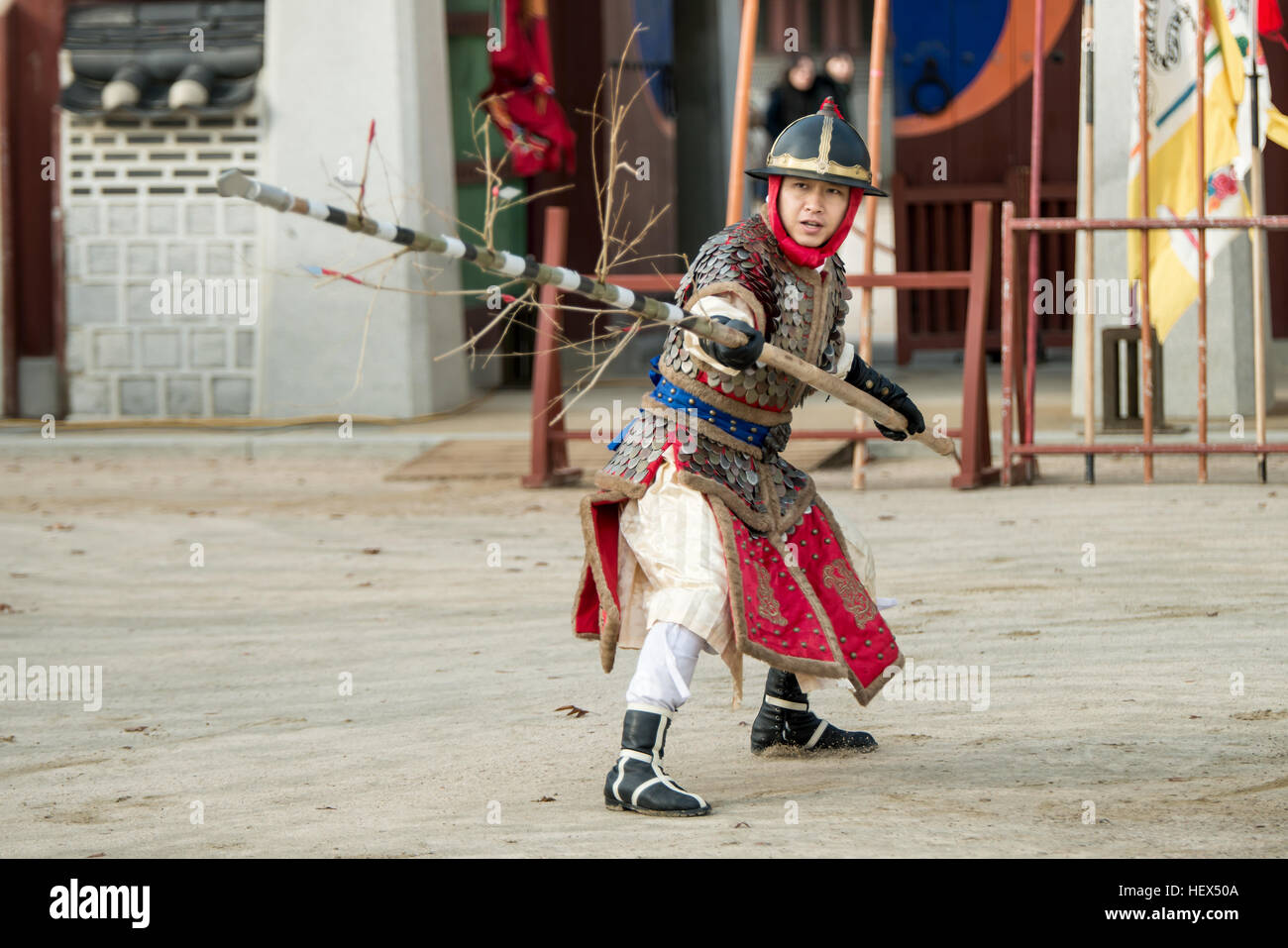 Suwon, South Korea - December 23, 2016 : Korean soldier with ...