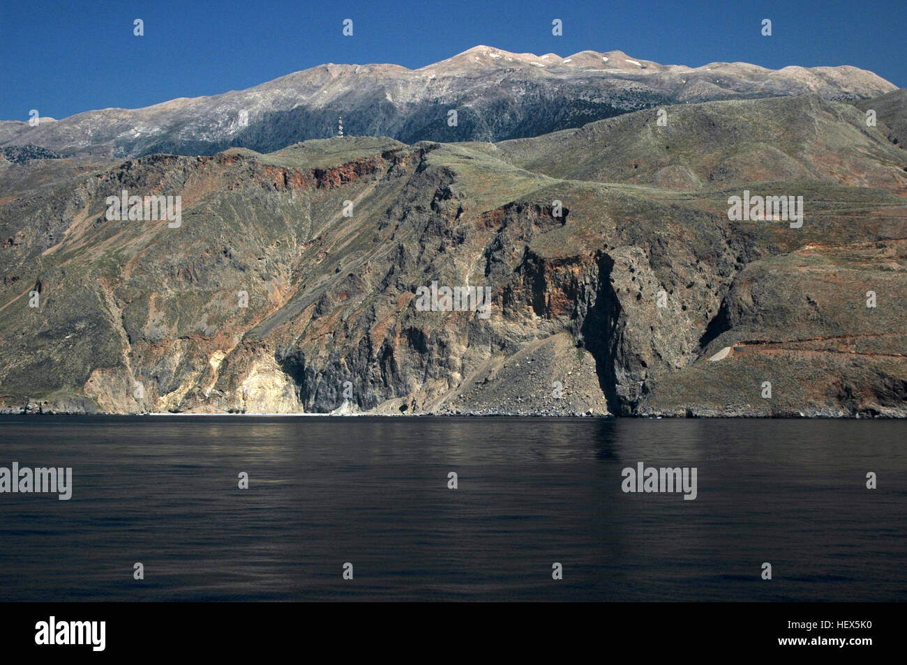 White Mountains (Lefka Ori) rising out of the Libyan Sea, south coast ...